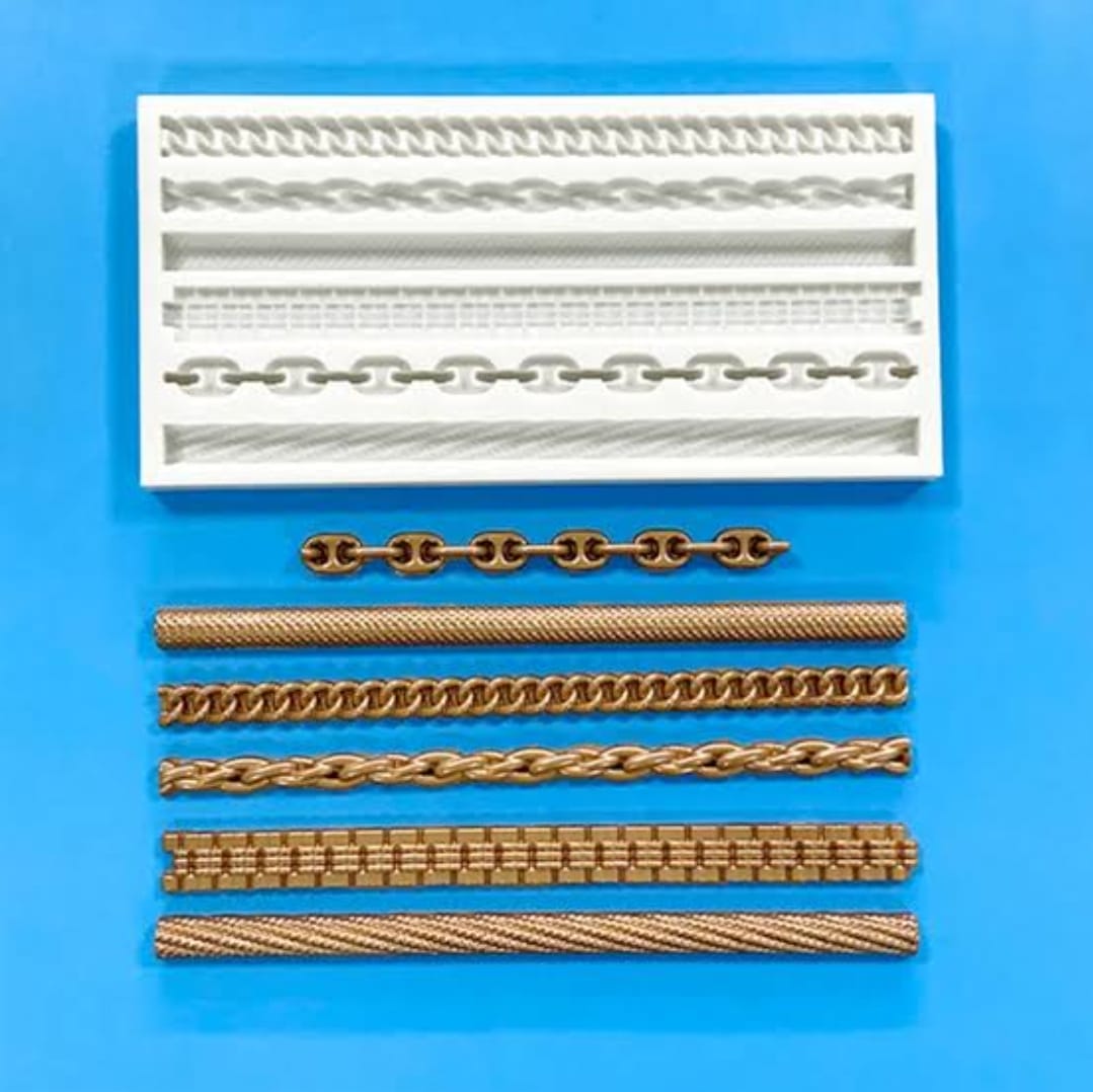 Bakeawreind Chain Rope Border Design Cake Fondant Silicone Mould
