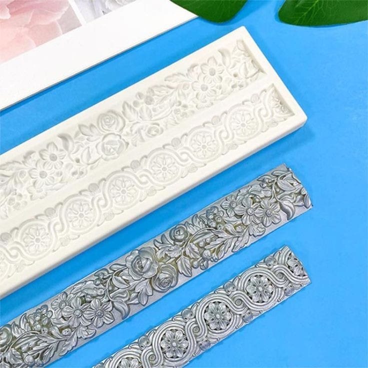 Bakeawreind Leaf Flower Border Pattern Designs Cake Fondant Silicone M ...