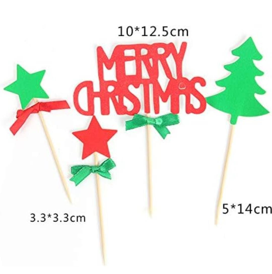 Merry Christmas Tree Star Cake Topper for Festive Holidays