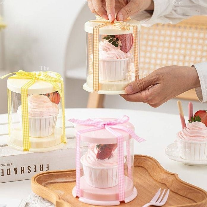 Round Mini Transparent Box for Baked Goods Storage - 10 Pc White Set ...