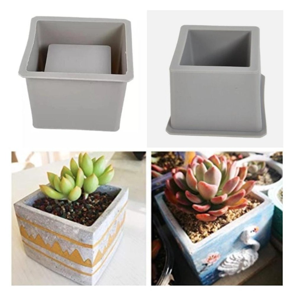 Lyba Mould Square Jar Pot Concrete Candle Resin Silicone Mould ...