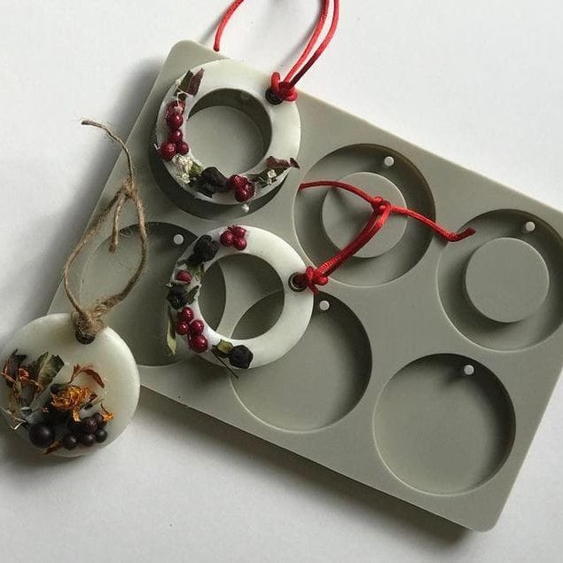 Lyba moulds Round Ring Disc Tablet Aromatherapy Silicone Mould, 6 Cavi