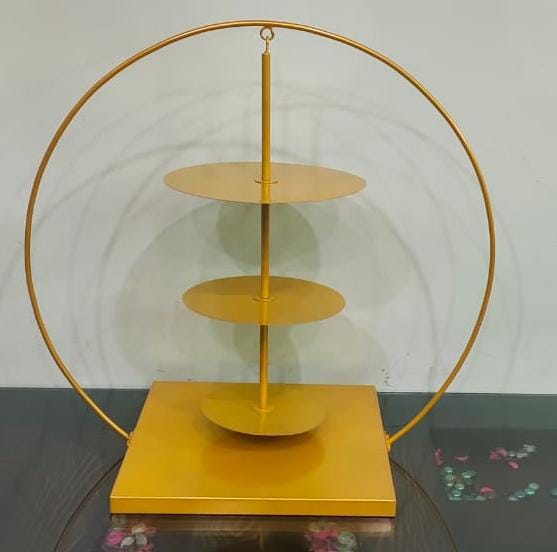 Bakewareind 3 tier Round hoop chandelier cake stand with square base