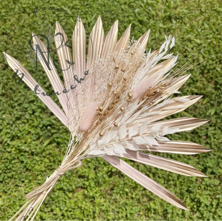 Bakewareind Exotic Gold Sun Palm Leaf Dried Flower Bouquet