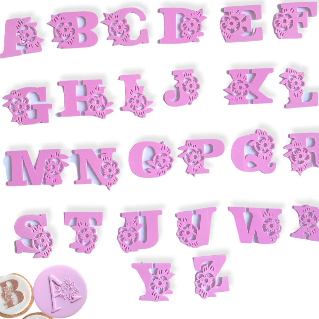 Bakewareind Floral Capital Letters Fondant Cake Stamps Set