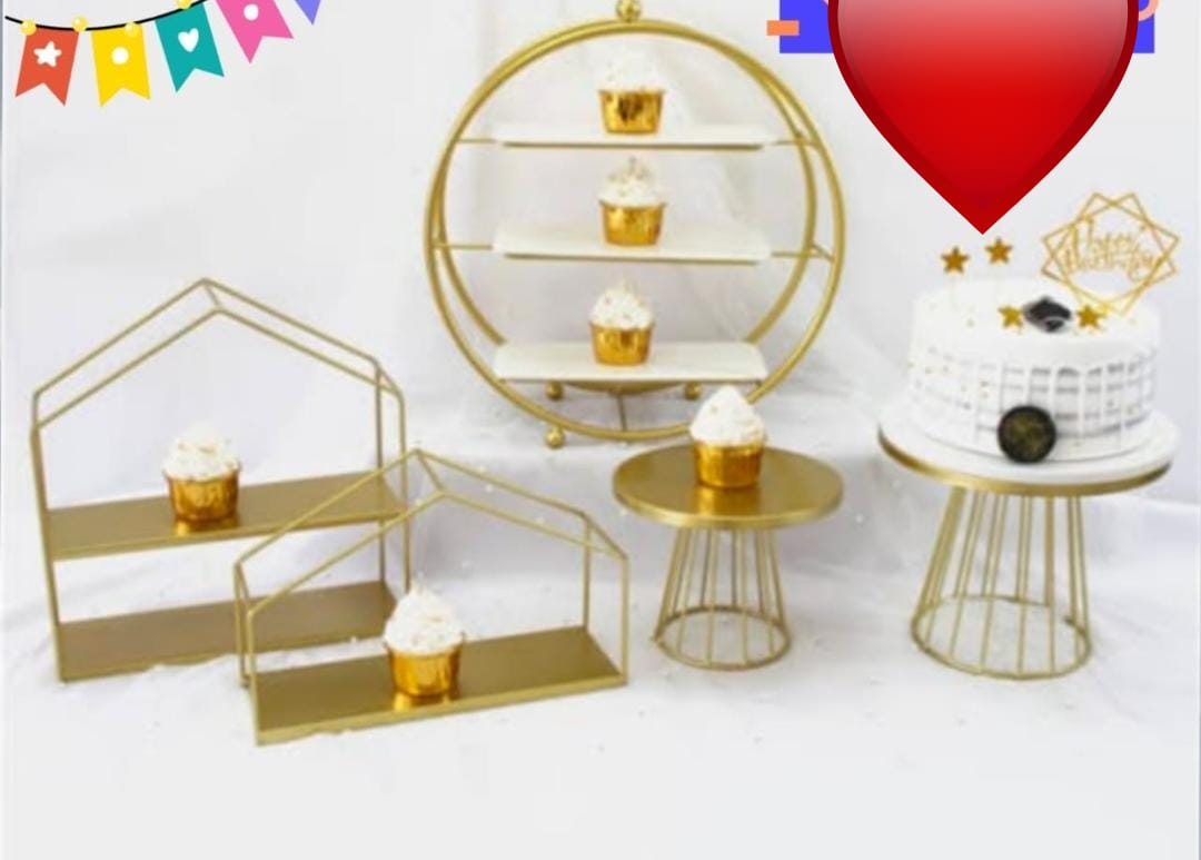 Bakewareind Full Set Dessert platter and stands ,5 PIECE – Bakeware India
