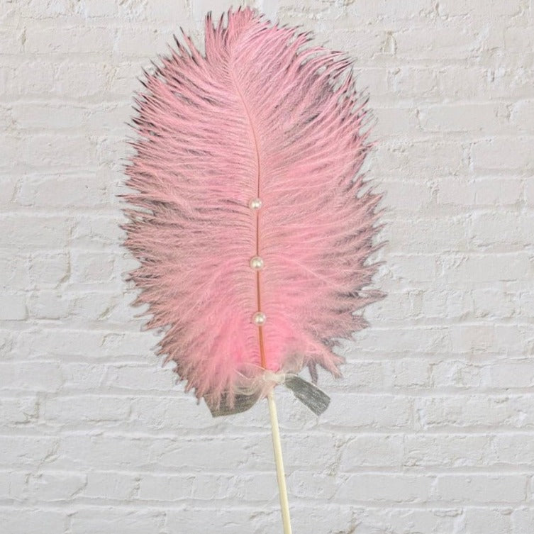 Bakewareind Pearl Feather Cake Topper ,Pink