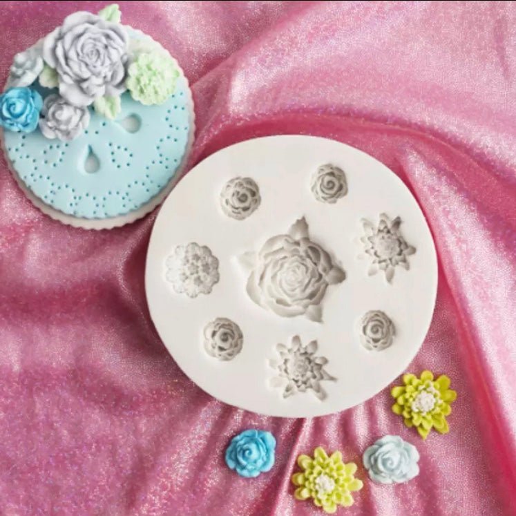 Bakewareind Rose Flower Assorted Fondant Silicone Mould 8 Cavity