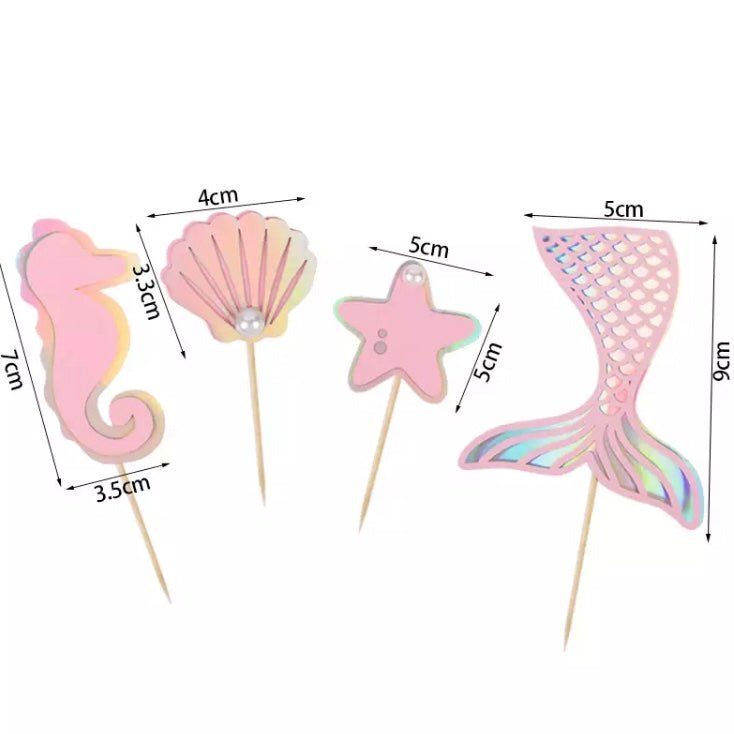 Bakewareind Underwater Fish Theme Cake Topper , 4PCS